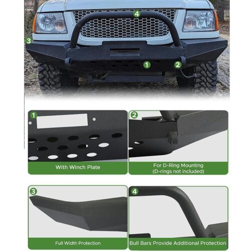Partree 1998-2011 Ford Ranger Winch Bumper with D-Rings - TRS Garage
